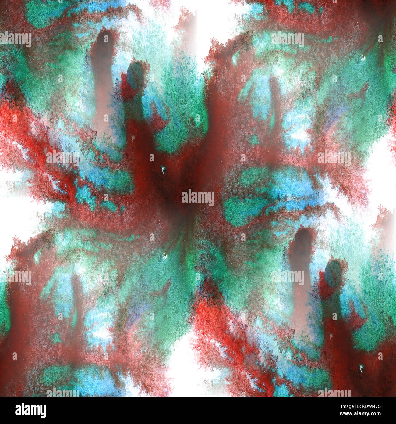 modern artist seamless cherry, green, blue watercolor wallpaper Stock ...