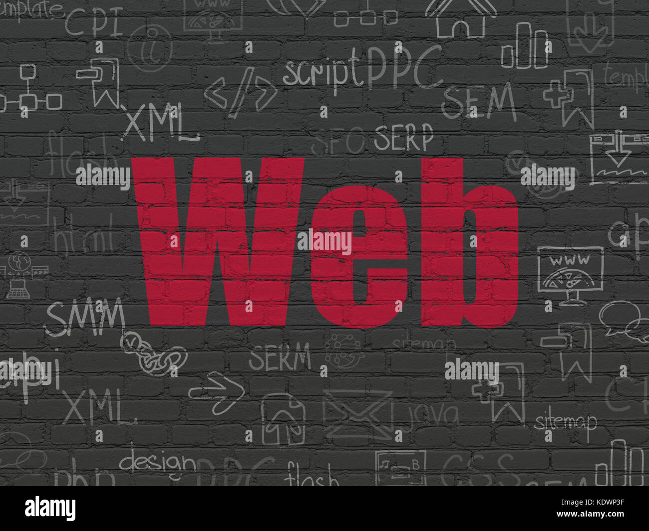 Web development concept: Web on wall background Stock Photo - Alamy