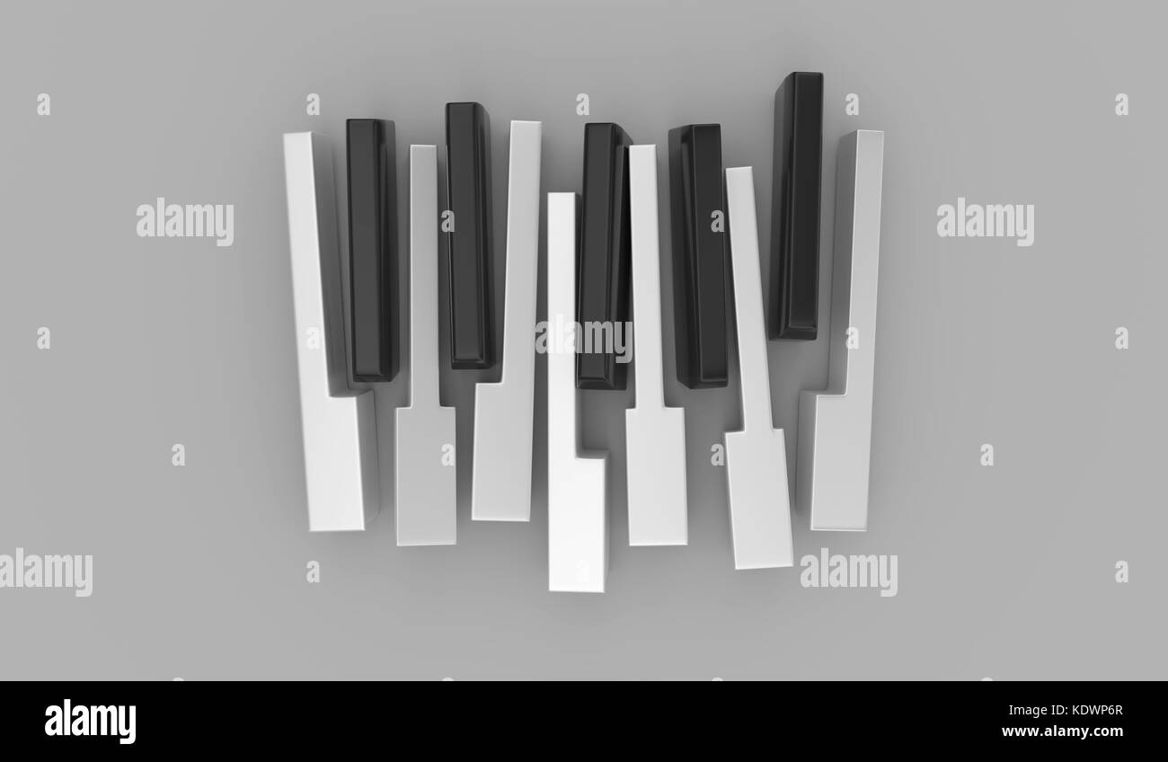 Piano keys isolated on the gray background. 3D art render illustration ...