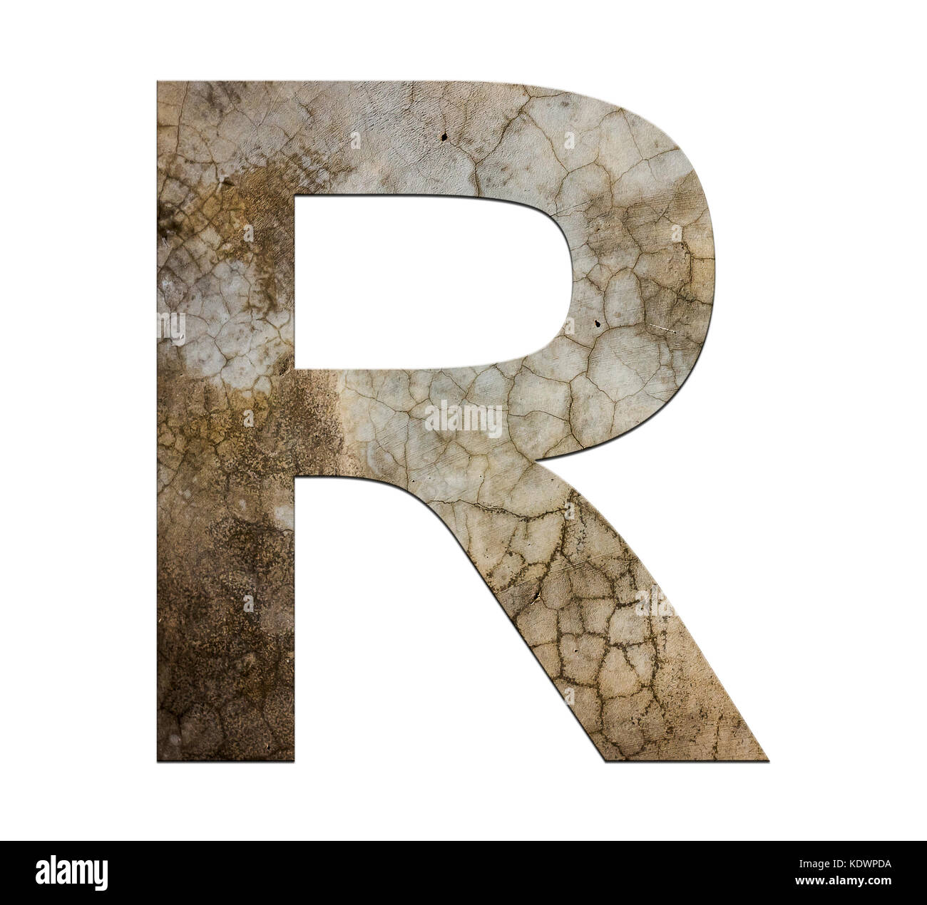 r letter cracked cement texture isolate Stock Photo - Alamy