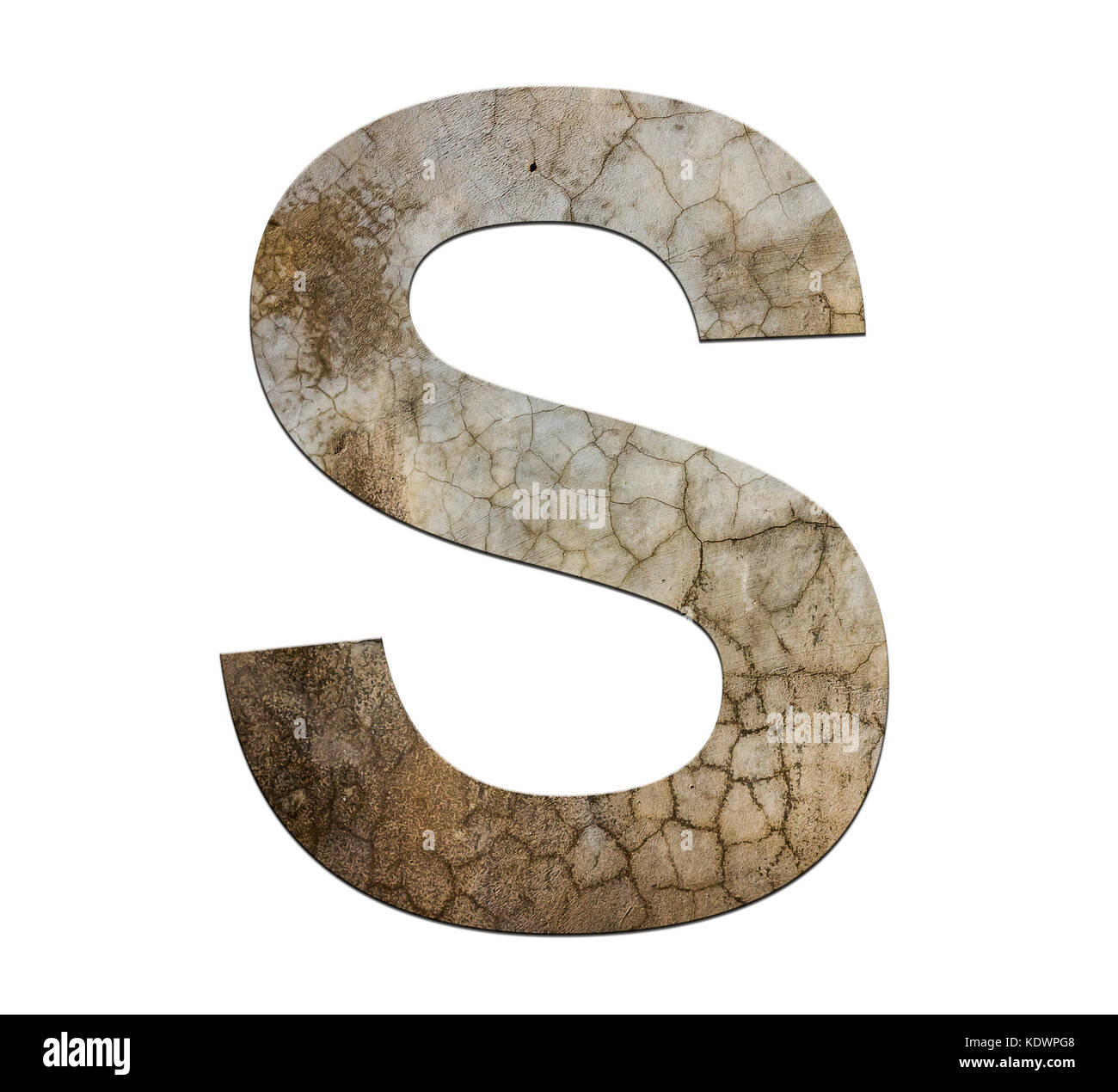 s letter cracked cement texture isolate Stock Photo - Alamy
