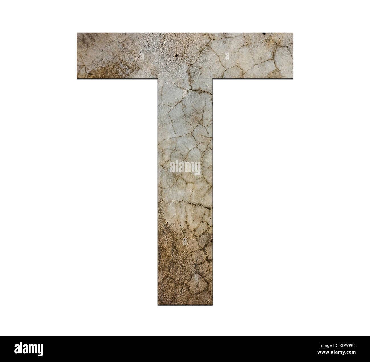 t letter cracked cement texture isolate Stock Photo - Alamy