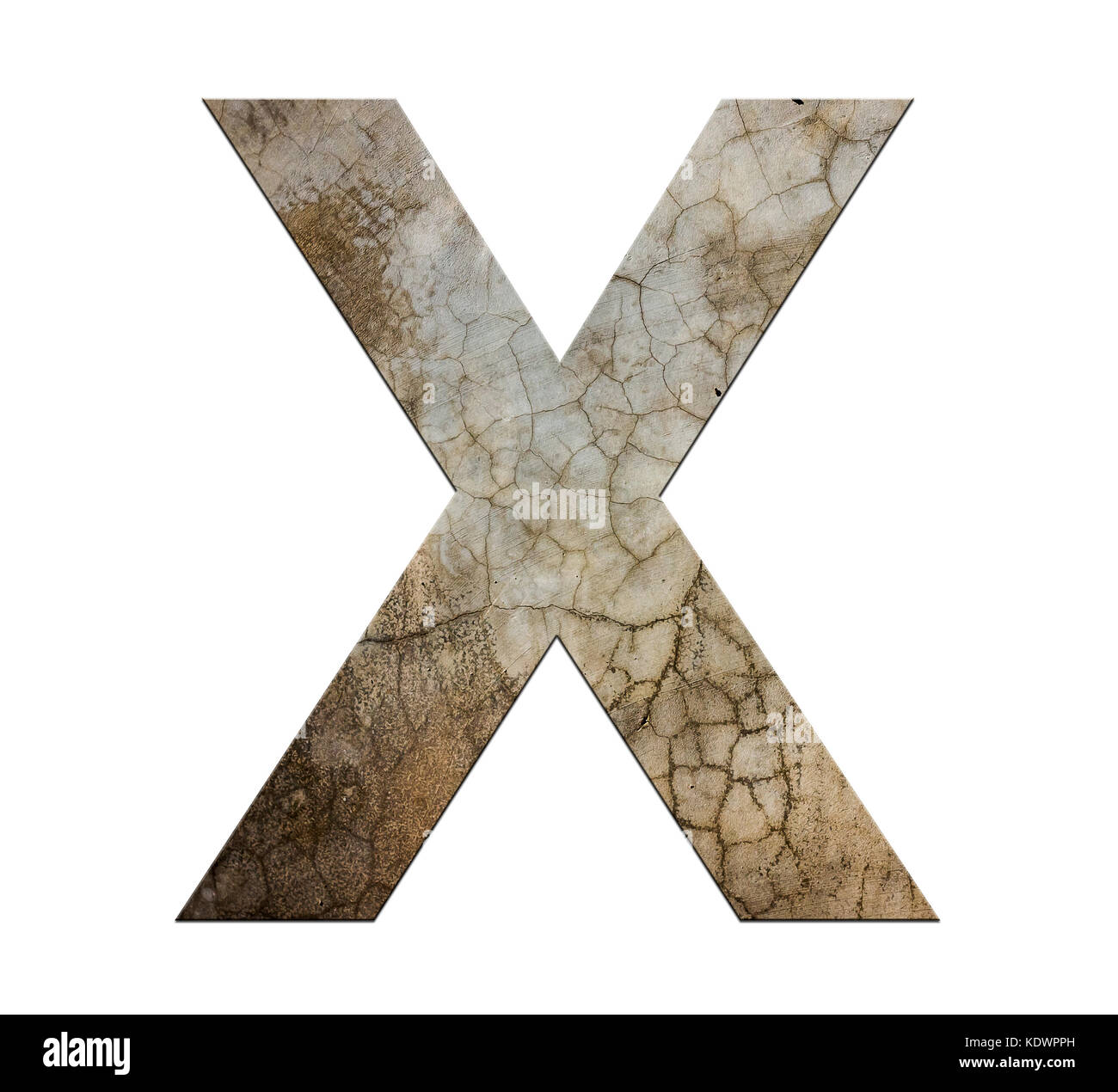 x letter cracked cement texture isolate Stock Photo - Alamy