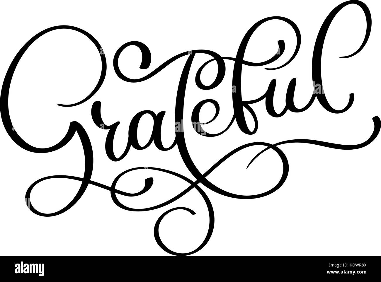 Grateful hand drawn postcard. Vector lettering for Thanksgiving day ...