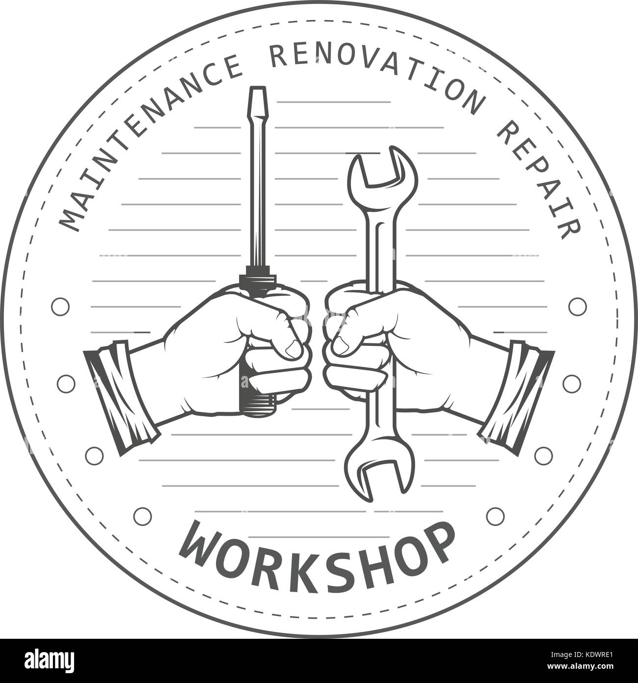 Repair service workshop emblem - hands with spanner and screwdriver ...