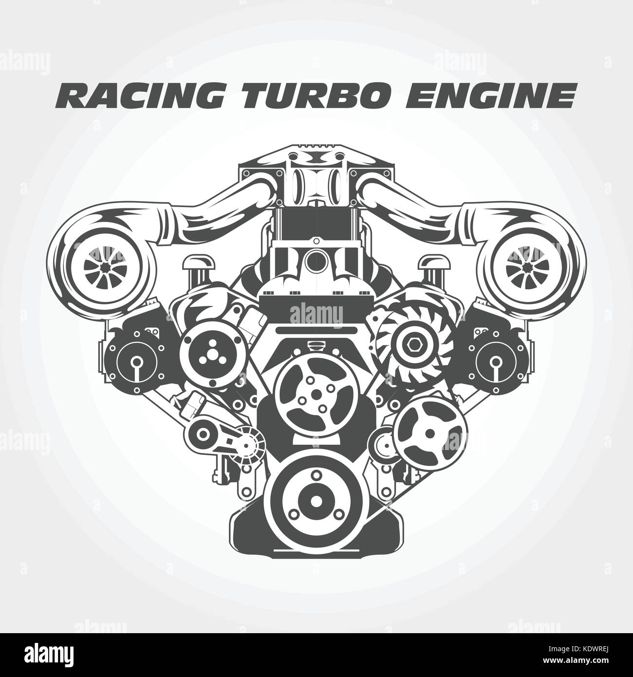 Racing engine with supercharger power - turbo motor Stock Vector Image ...