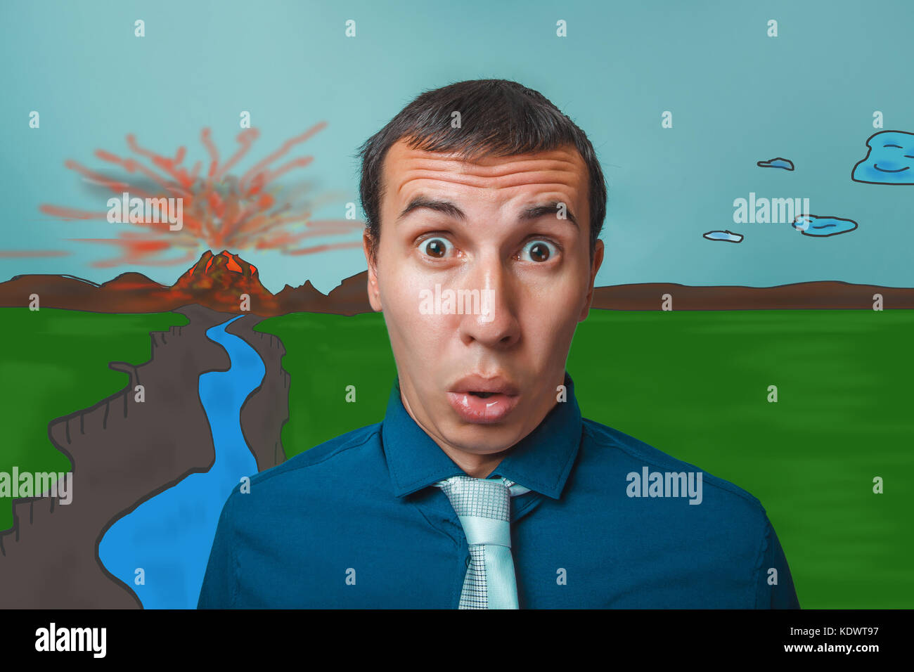 the man opened his eyes wide opened his mouth surprised much emo Stock ...