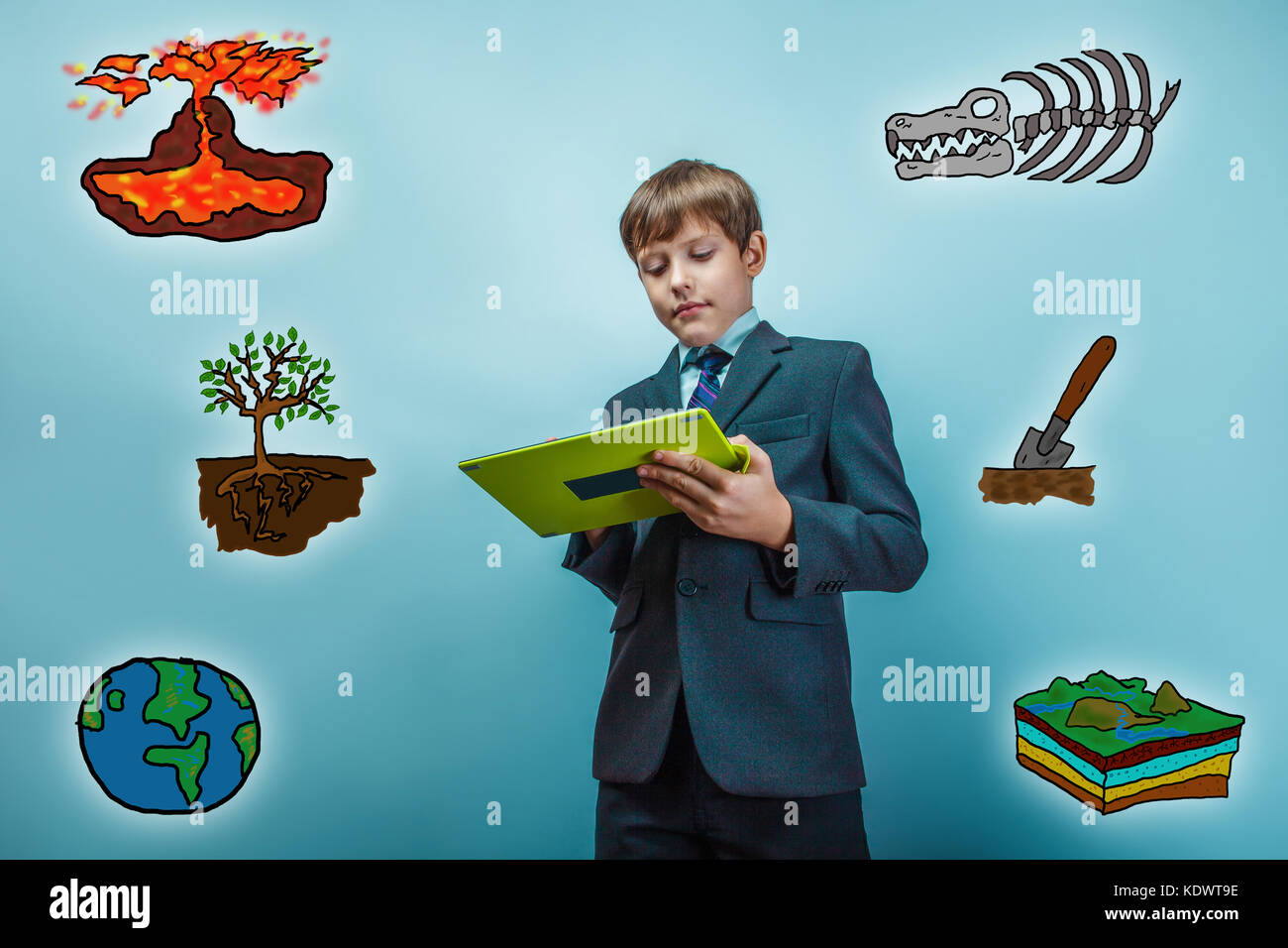 boy student with tablet to side geology science Stock Photo - Alamy