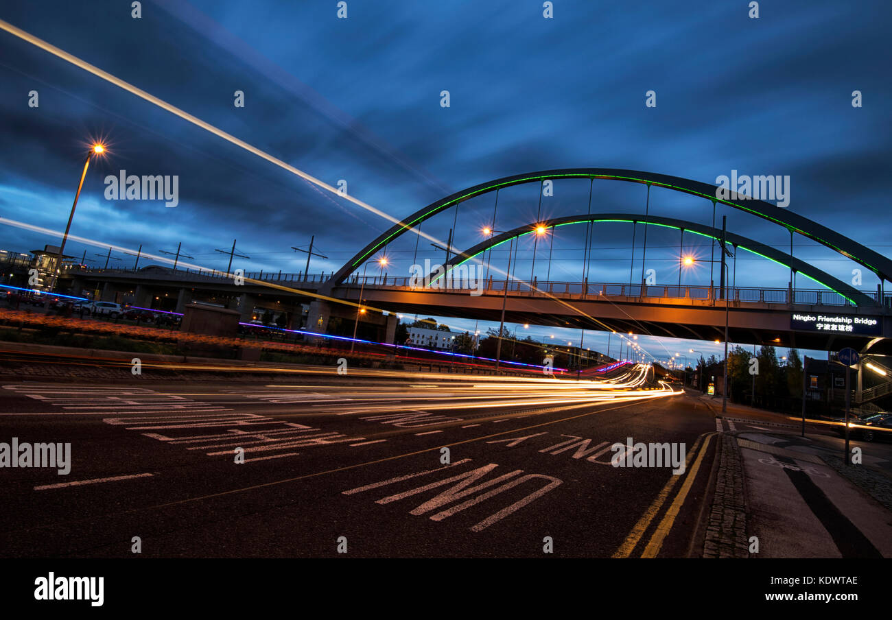 Blue hour at the Ningbo Friendship Bridge in Nottingham ...