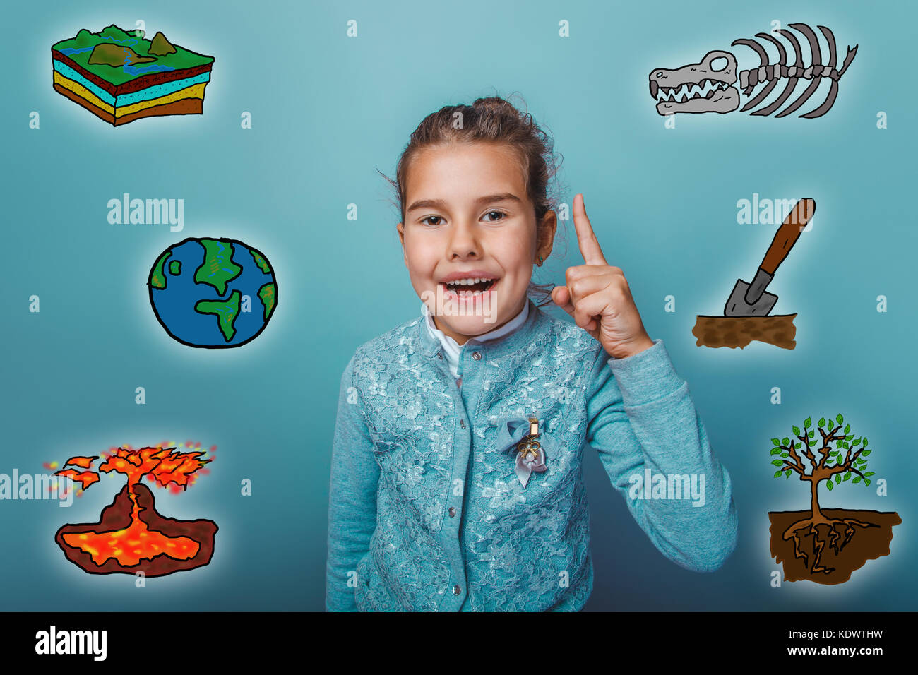 teen girl shows upstairs laughing cheerful science geology sketc Stock ...