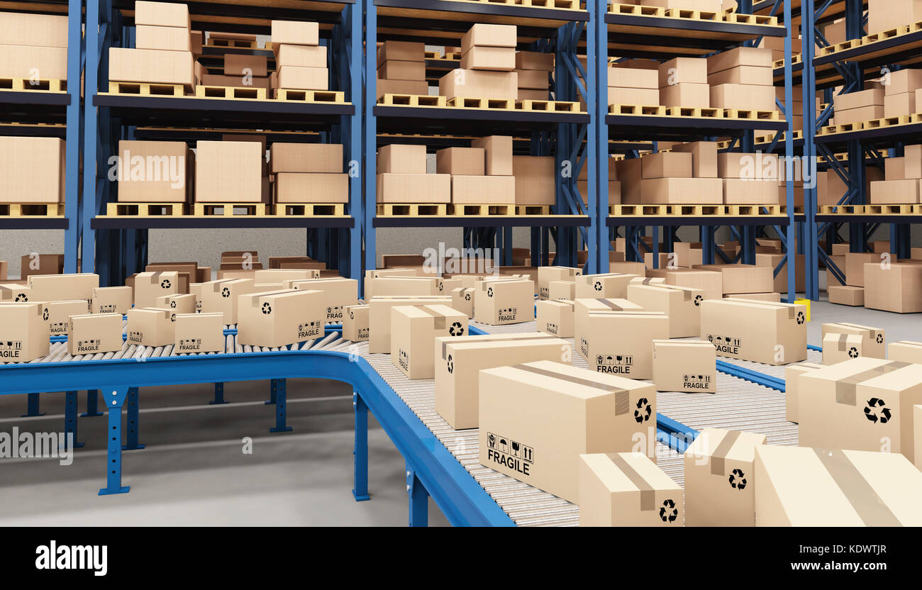 Conveyor belt boxes hi-res stock photography and images - Alamy