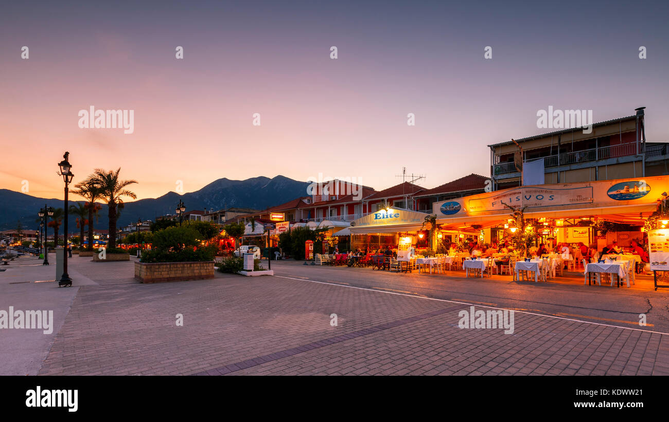 Seafront of Nydri village on Lefkada island in Greece Stock Photo - Alamy