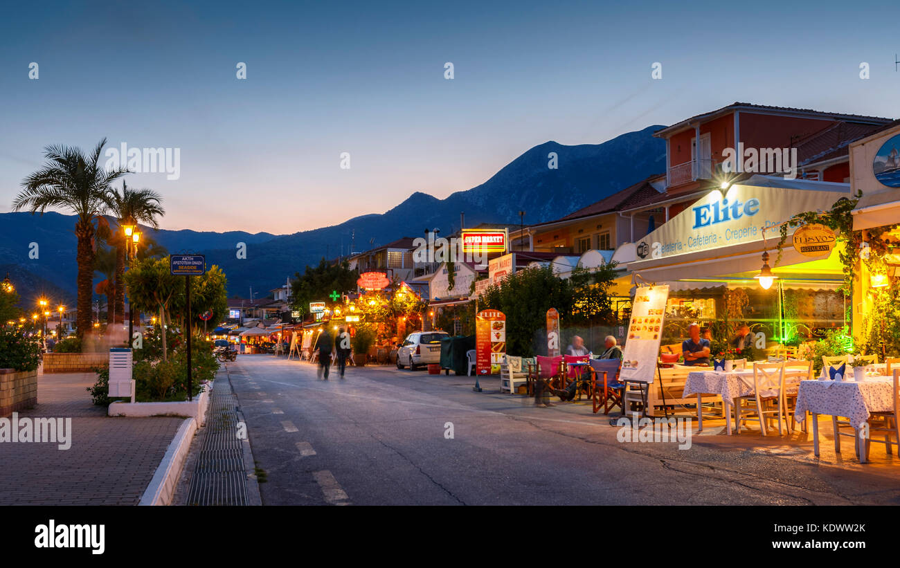 Seafront of Nydri village on Lefkada island in Greece Stock Photo - Alamy