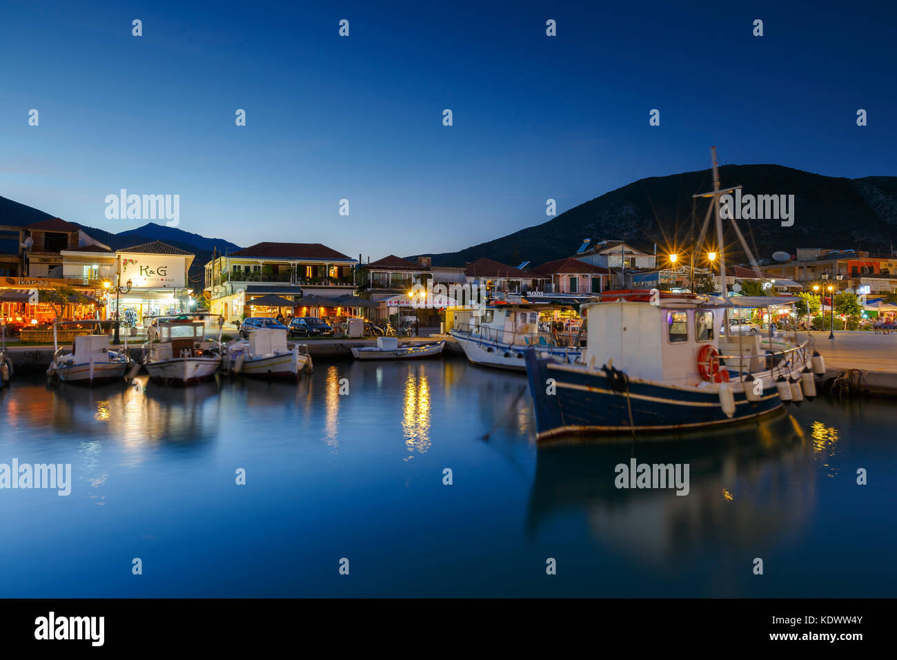 Seafront of Nydri village on Lefkada island in Greece Stock Photo - Alamy