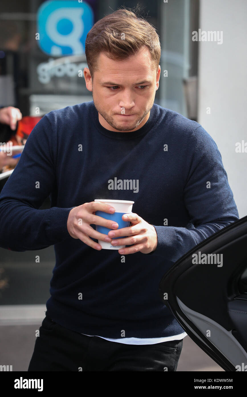 Taron Egerton leaving Global Radio Studios after promoting his new film ...