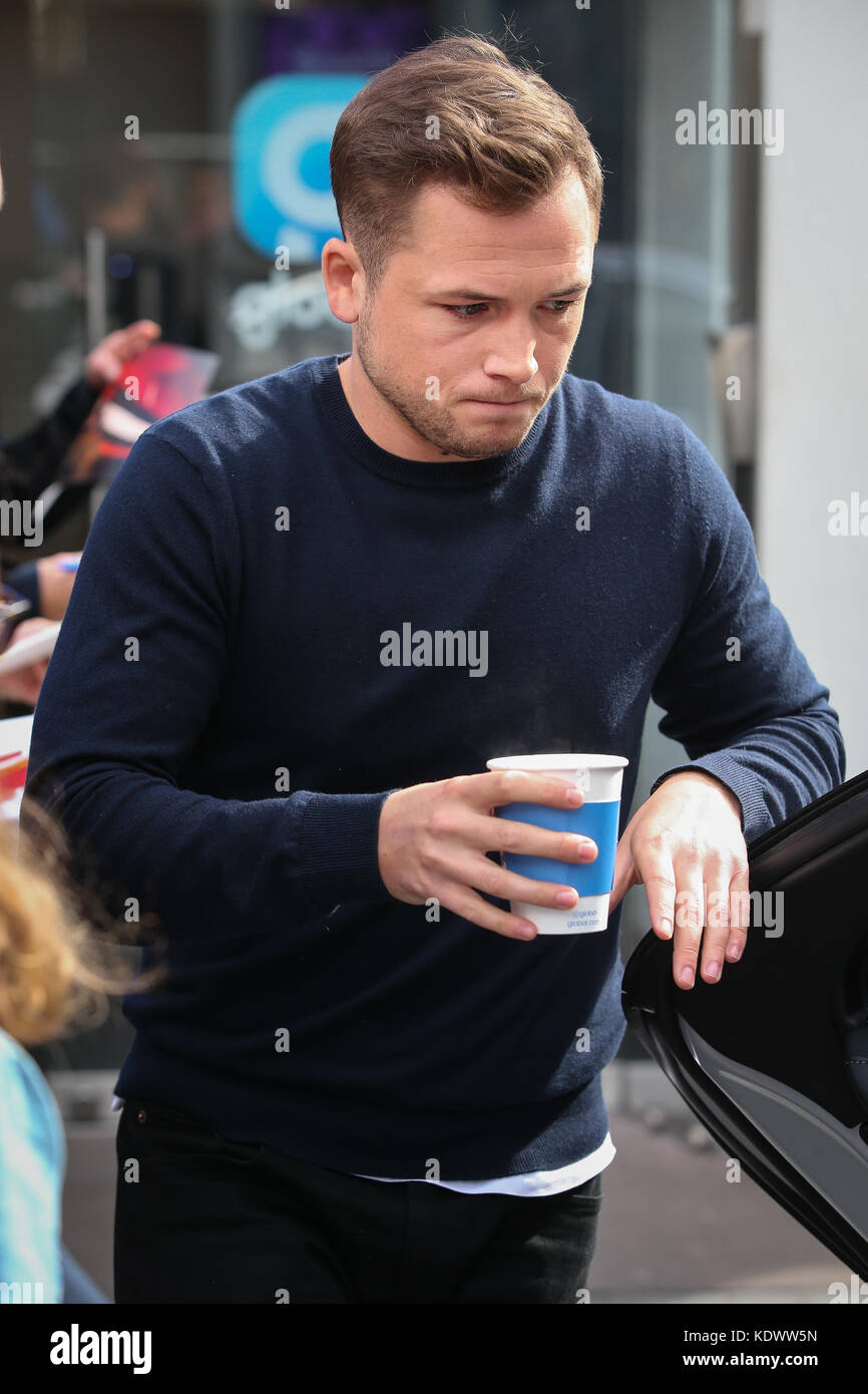 Taron Egerton leaving Global Radio Studios after promoting his new film ...