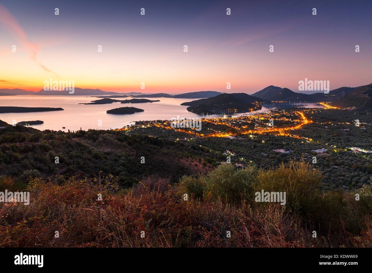 Nydri village on Lefkada island in Greece Stock Photo - Alamy
