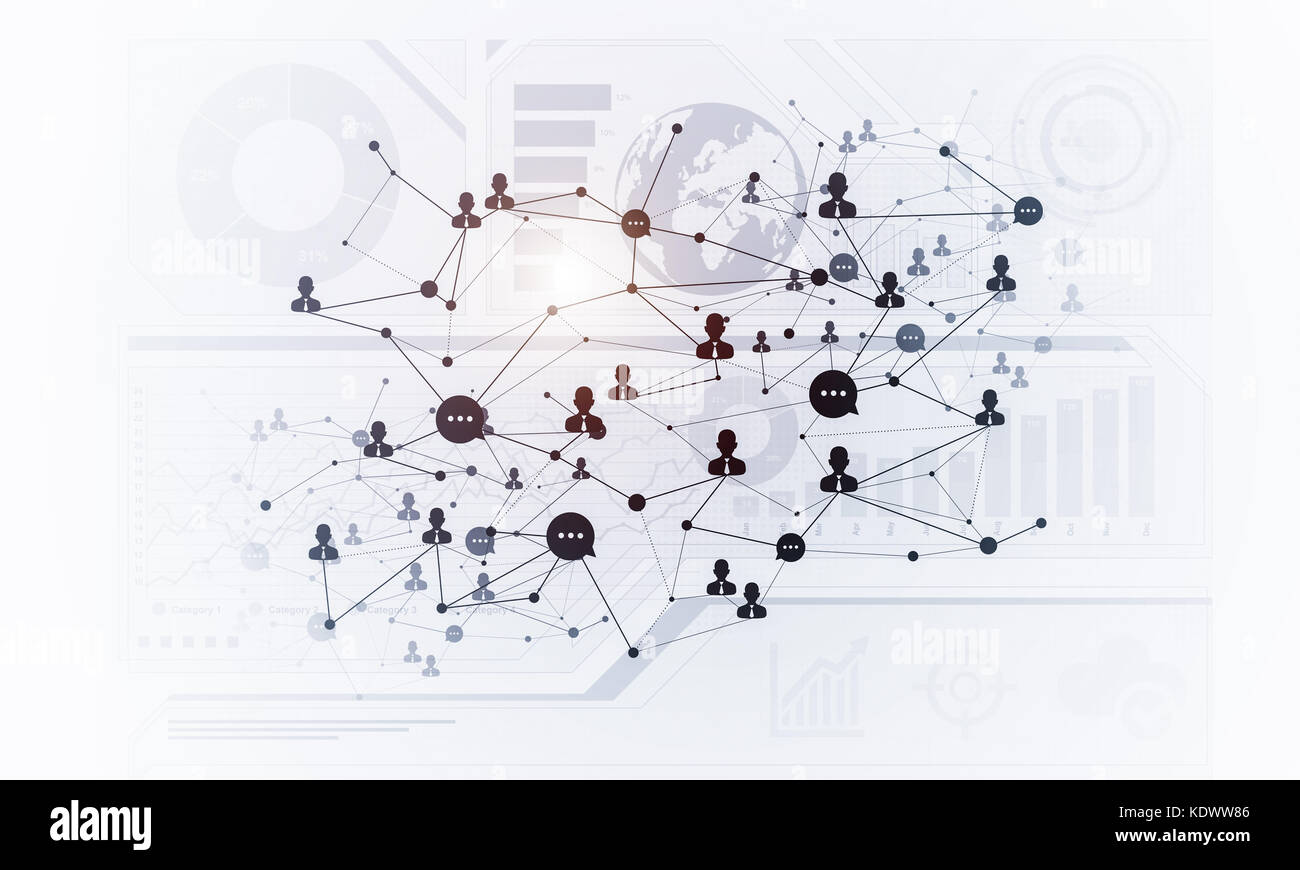 Lines and dots as networking idea drawn on white background Stock Photo ...