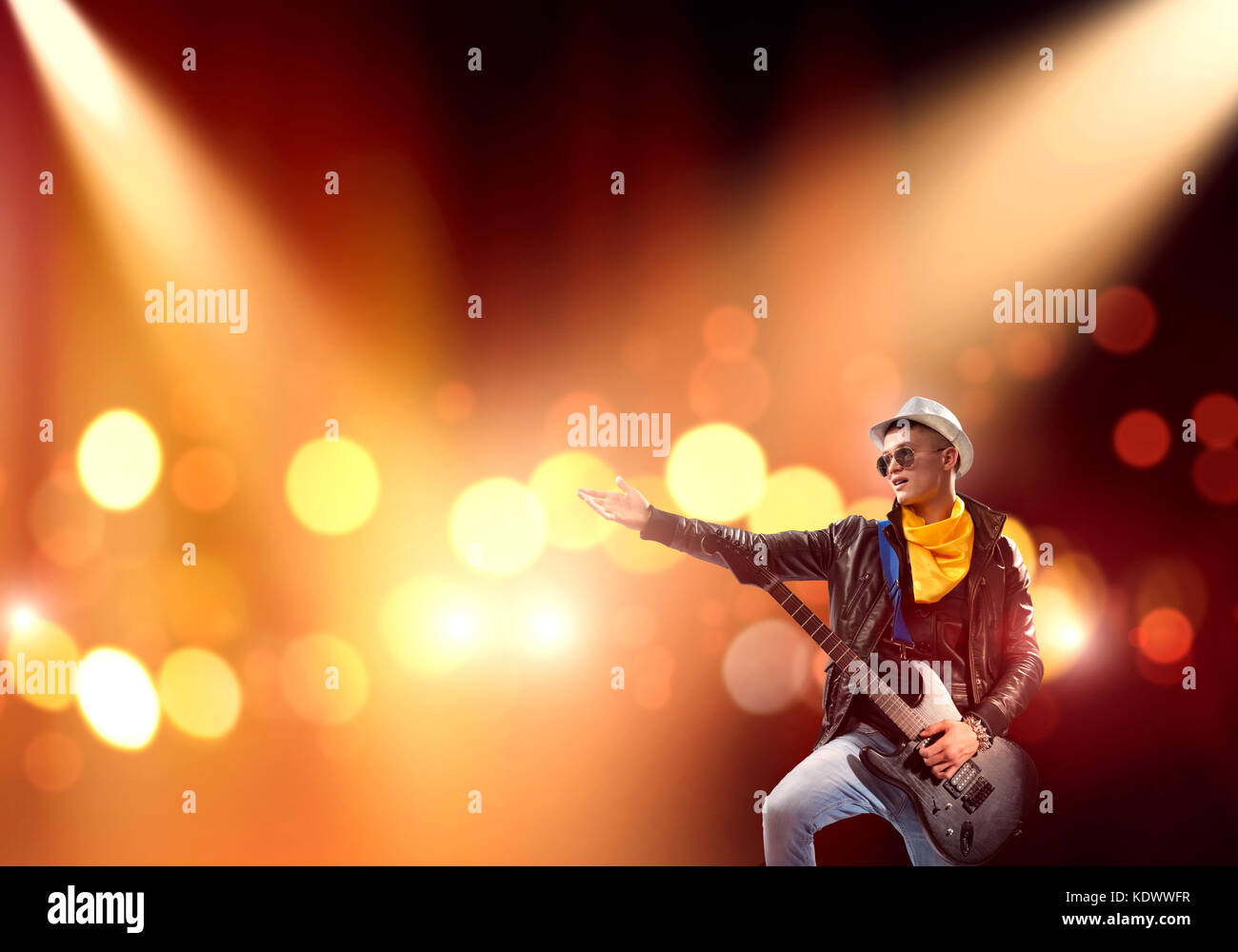 Rock star on stage Stock Photo - Alamy