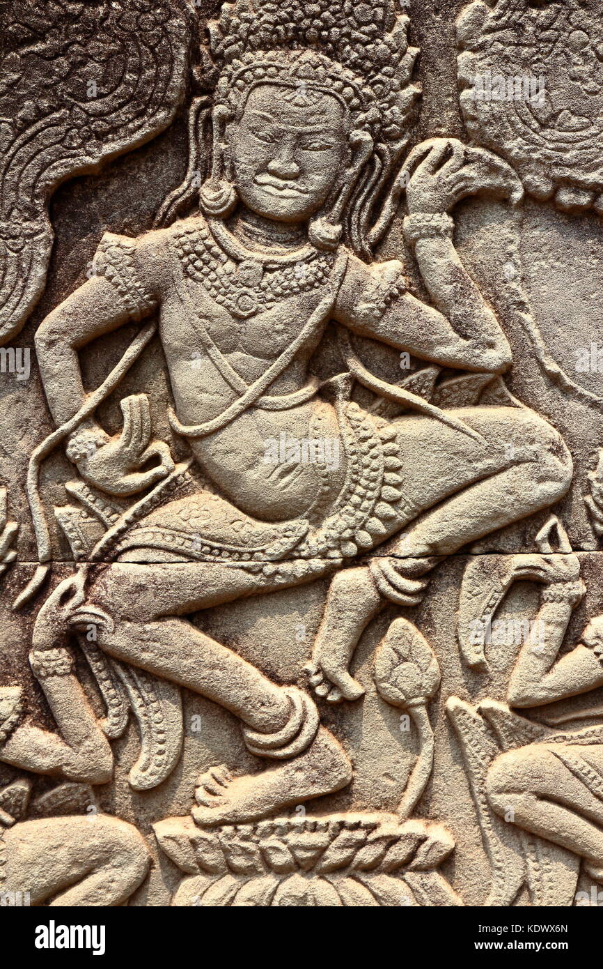 Angkor site carvings, Cambodia Stock Photo - Alamy