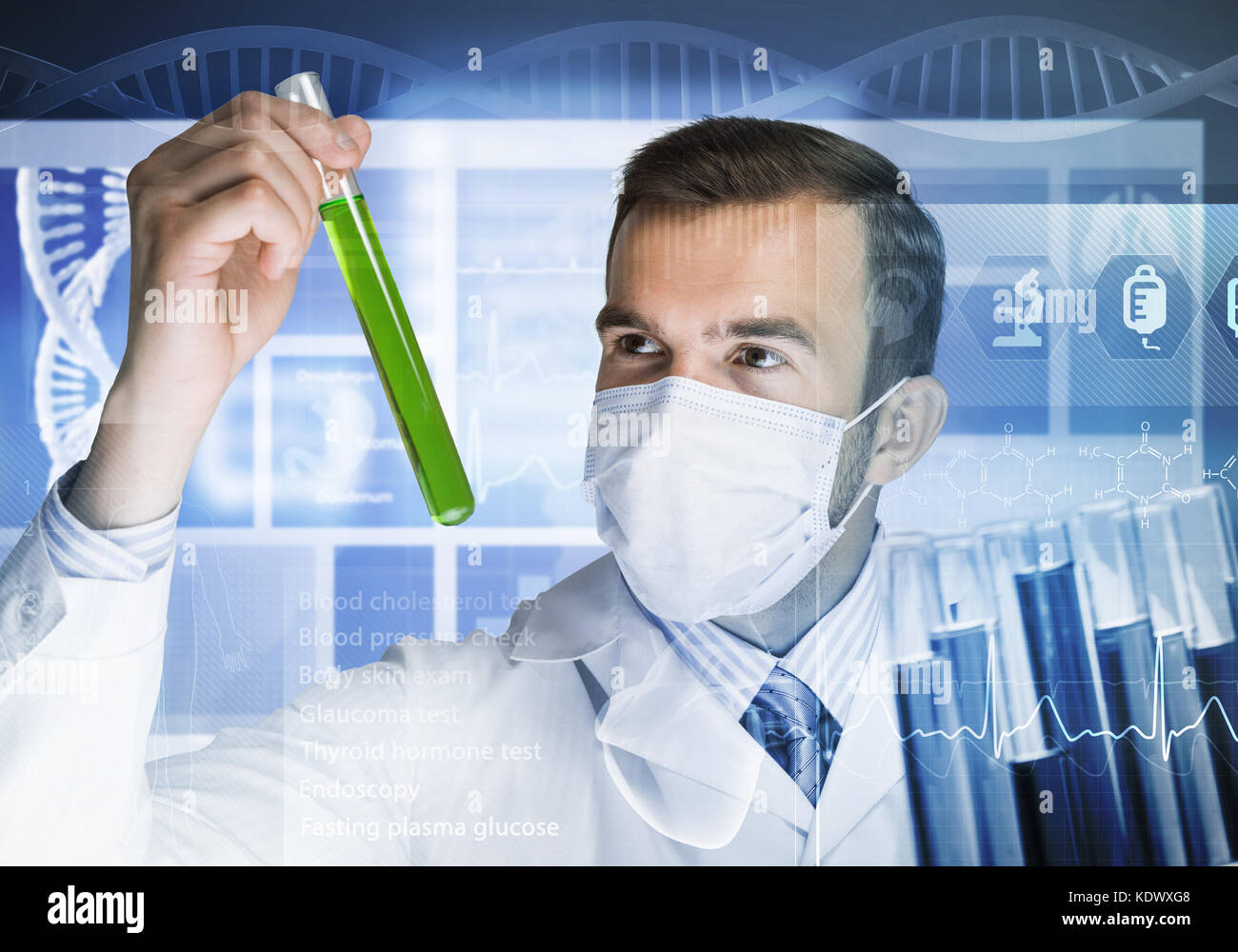 Portrait of concentrated male scientist working with reagents in laboratory Stock Photo - Alamy