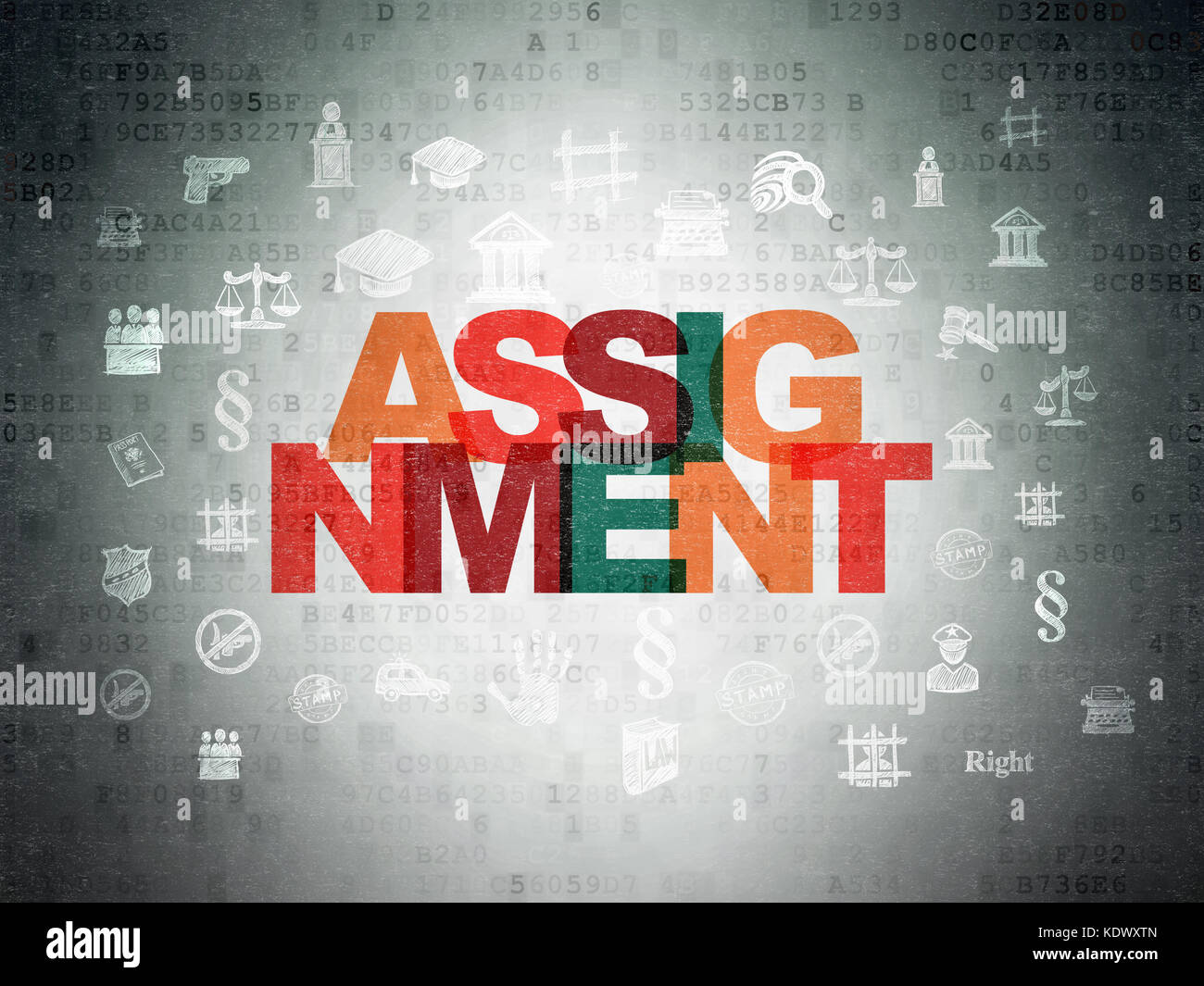 Law concept: Assignment on Digital Data Paper background Stock Photo ...