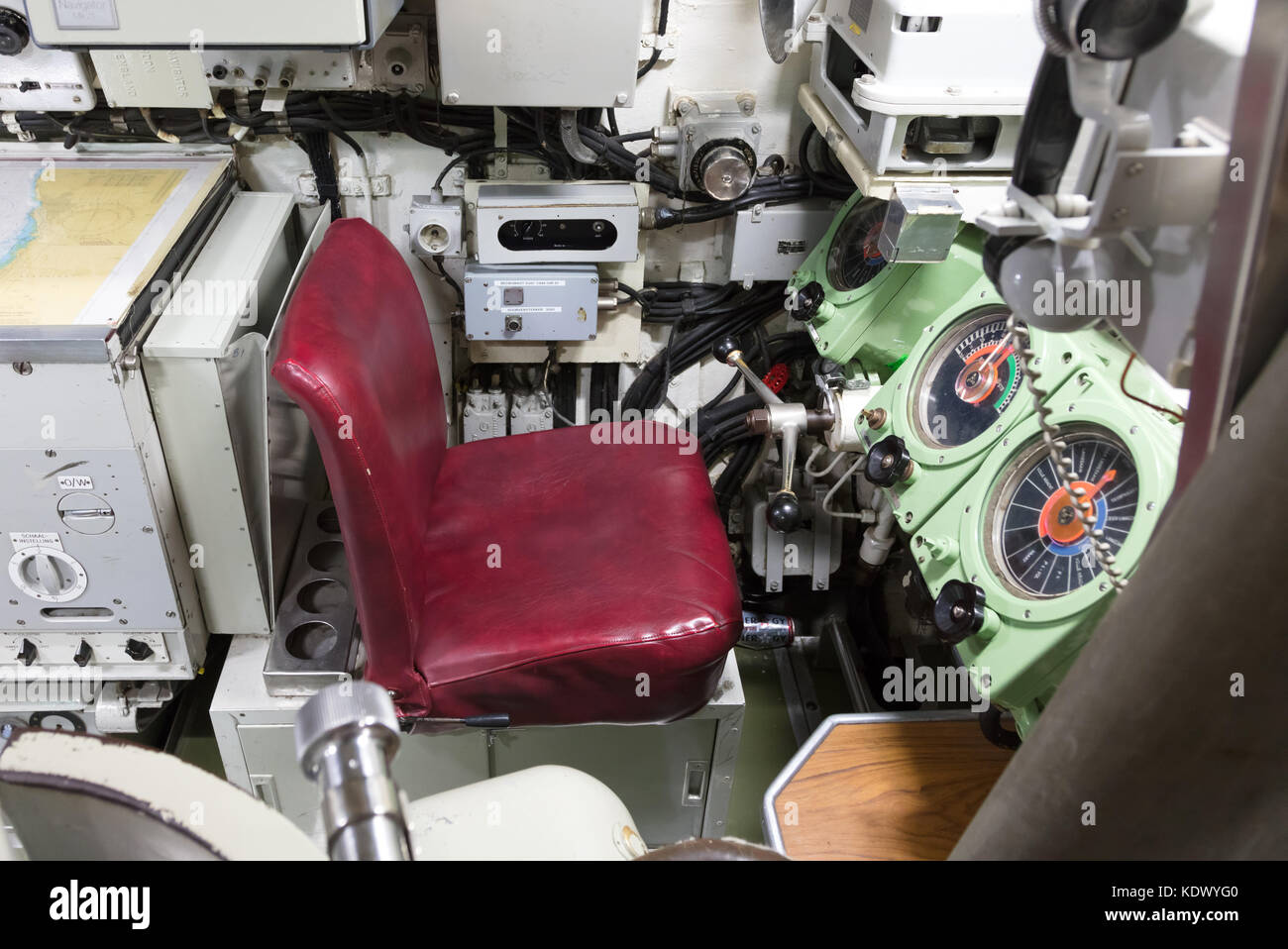 Interior of an old submarine - Limited space and lots of equipment ...
