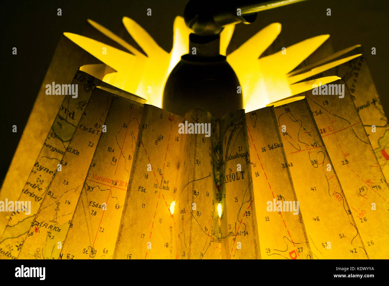 Lamp made of map with light bulb Stock Photo - Alamy