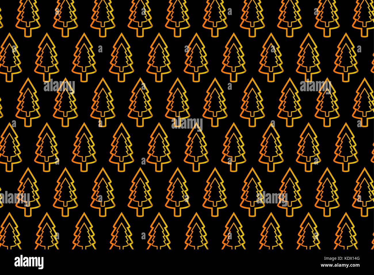 Coniferous tree - vector pattern, Golden tree on a black background ...