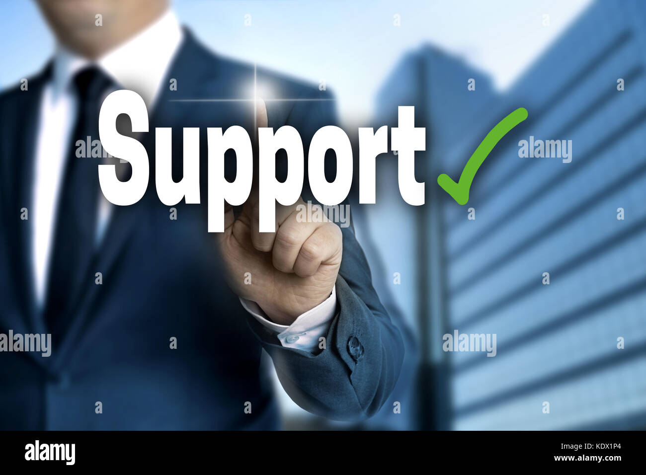 Support touchscreen is operated by businessman Stock Photo - Alamy