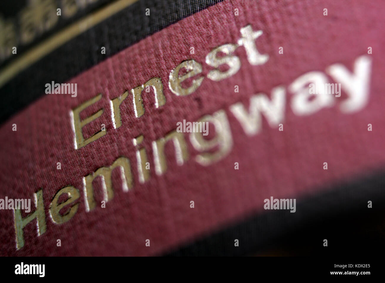 Ernest Hemingway title printed in book spine, close-up Stock Photo - Alamy