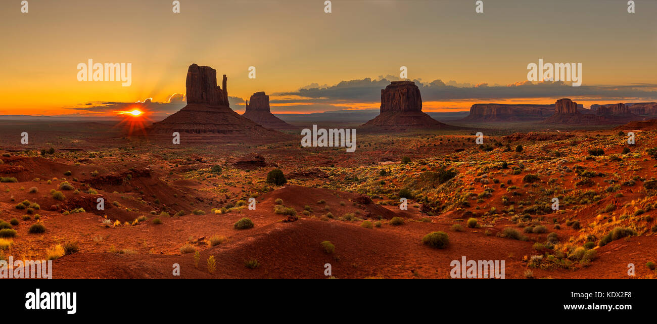 Sunrise over Monument Valley Panorama Stock Photo - Alamy