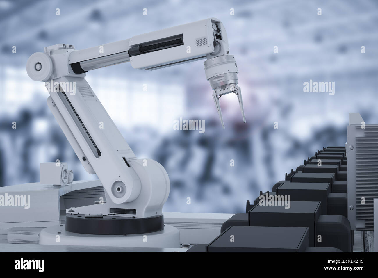 3d rendering robot arm working in factory Stock Photo - Alamy