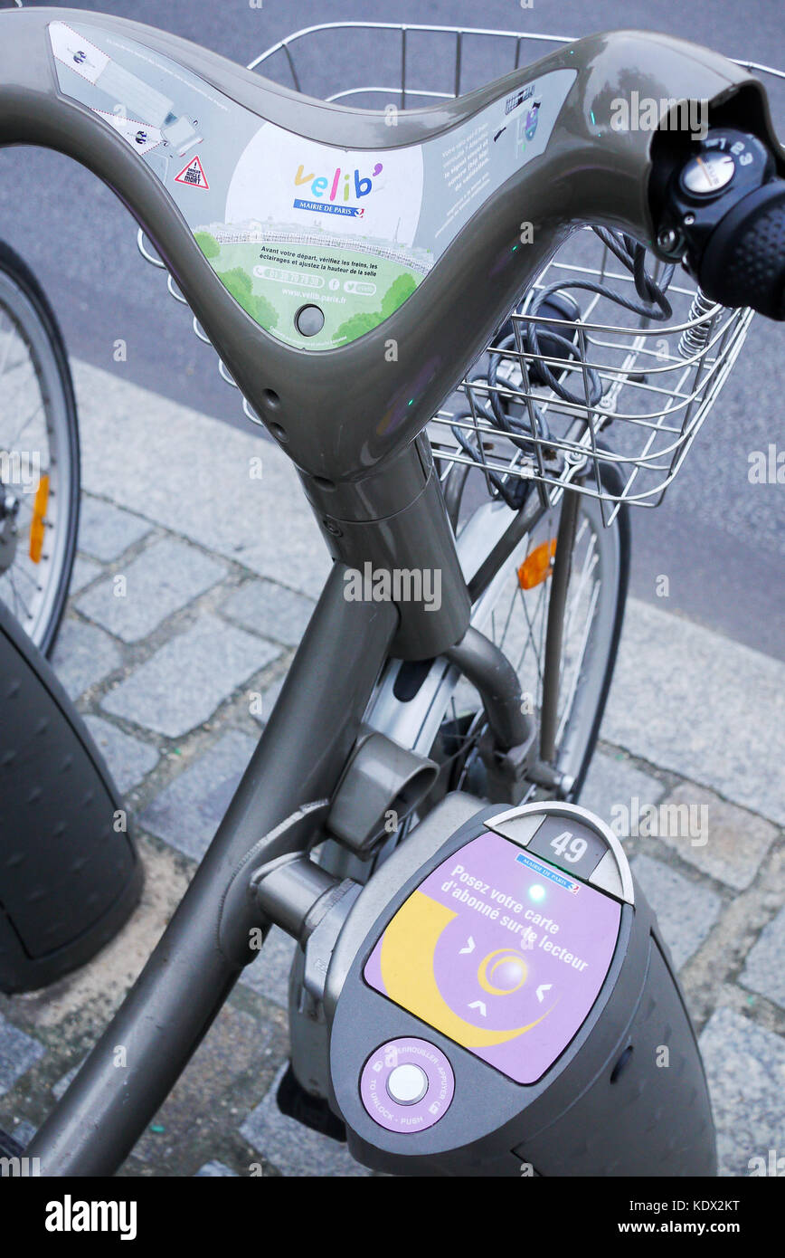 Velib bikes sharing station in Paris, France Stock Photo - Alamy