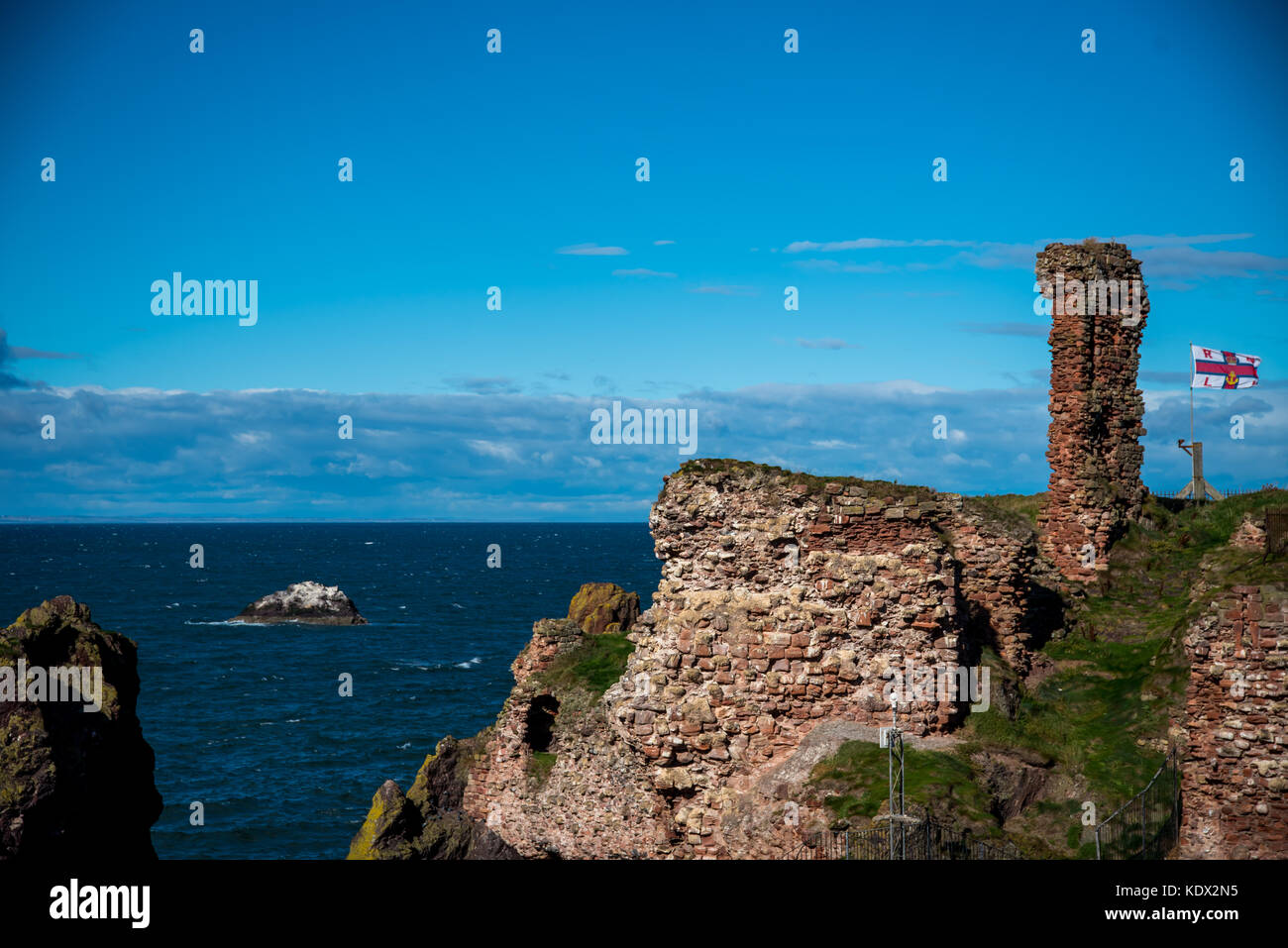 View of Dunbar castle and harbour in East Lothian Scotland Stock Photo ...