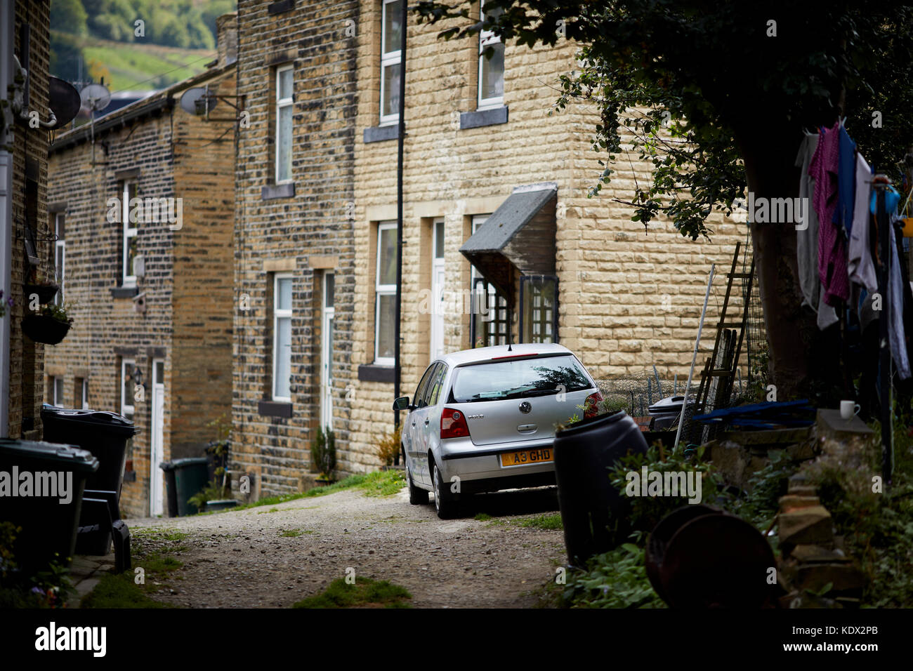 Pennines village, Haworth in West Yorkshire, England. stone terraced ...