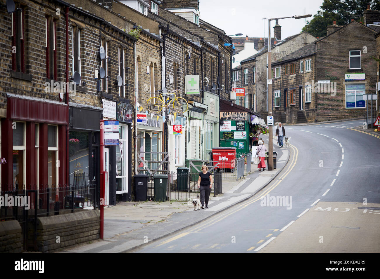 Pennines village, Haworth in West Yorkshire, England. independent shops ...