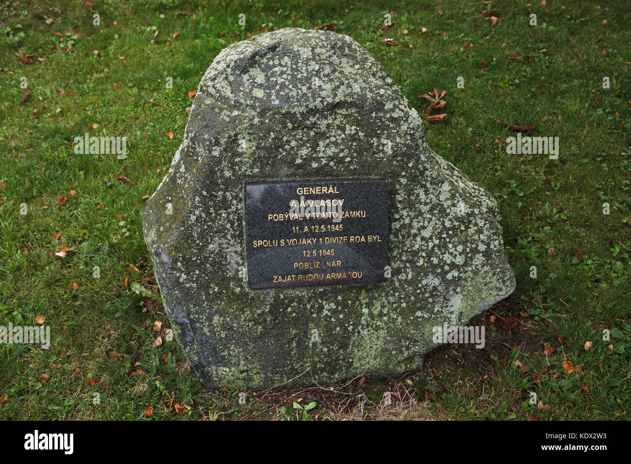 Commemorative plaque devoted to Soviet general Andrey Vlasov next to ...