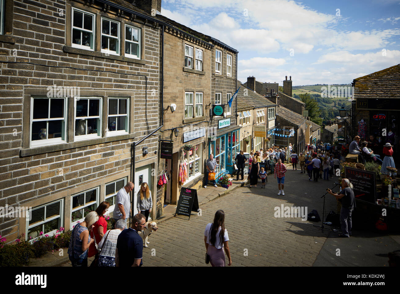 Pennines village, Haworth in West Yorkshire, England. terraced cottages ...