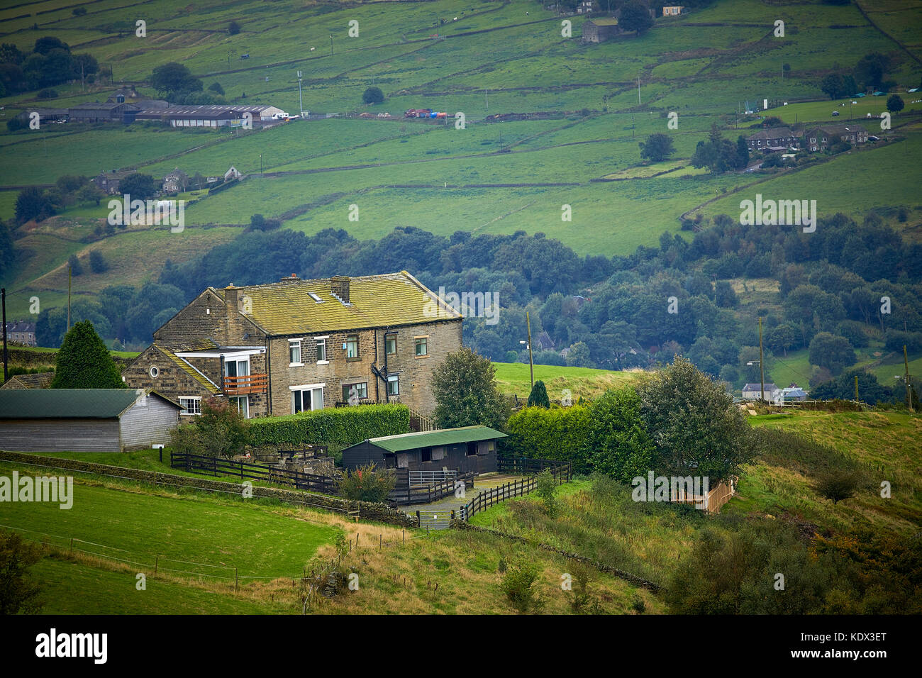 Calder Valley at Mount Tabor hamlet in Calderdale, West Yorkshire ...