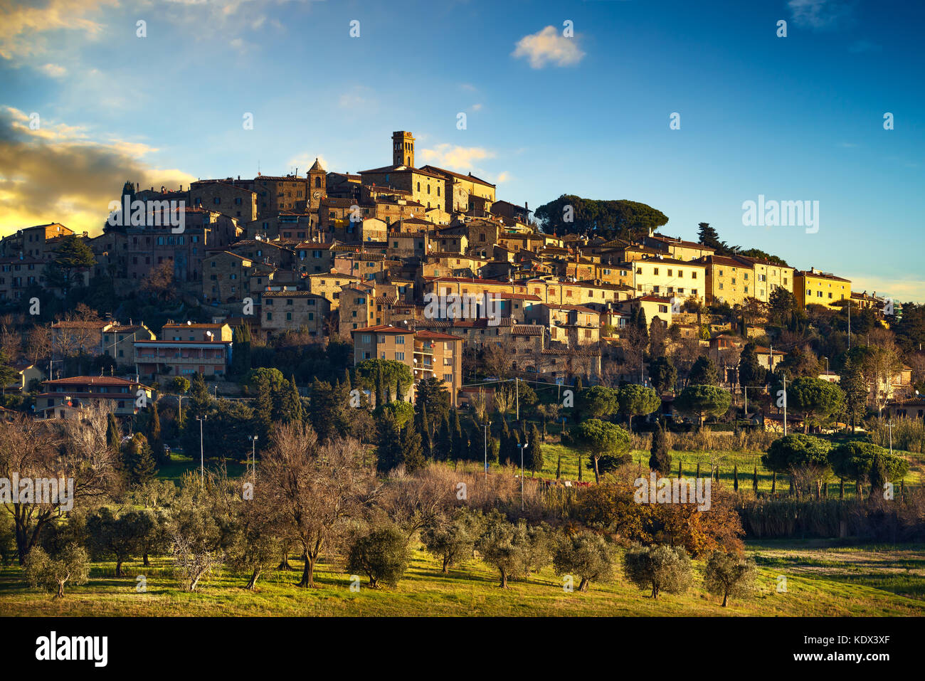 Casale Marittimo old stone village in Maremma skyline. Pisa Tuscany ...