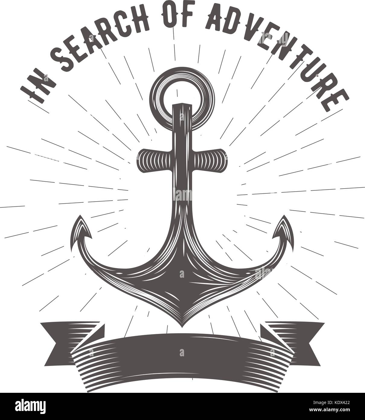 Nautical emblem with anchor and banner Stock Vector Image & Art - Alamy