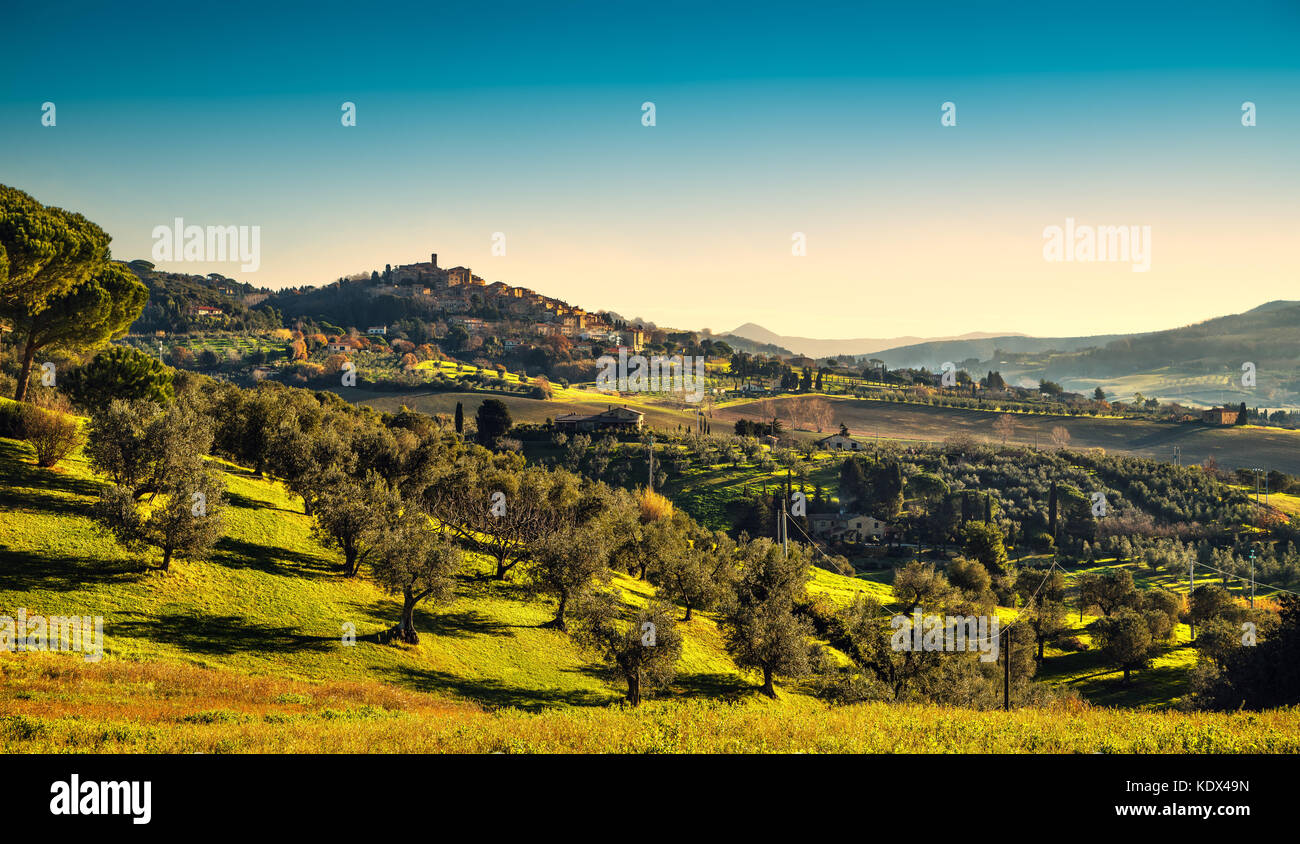 Casale Marittimo village and countryside landscape in Maremma. Pisa ...