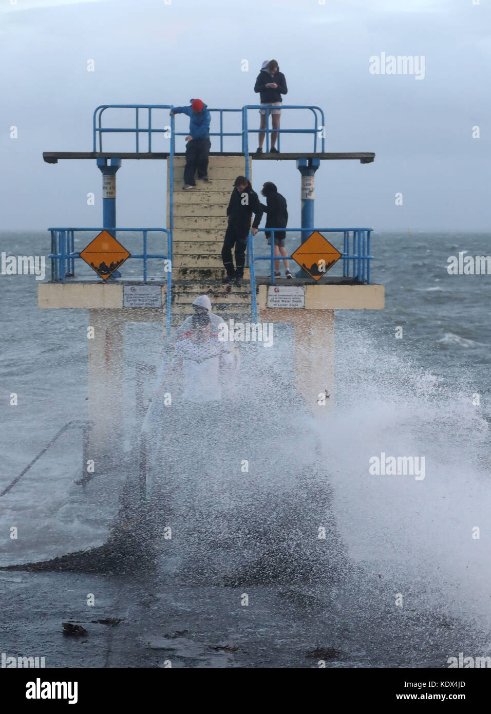 Dare devils run out to a diving board salthill hi-res stock photography ...