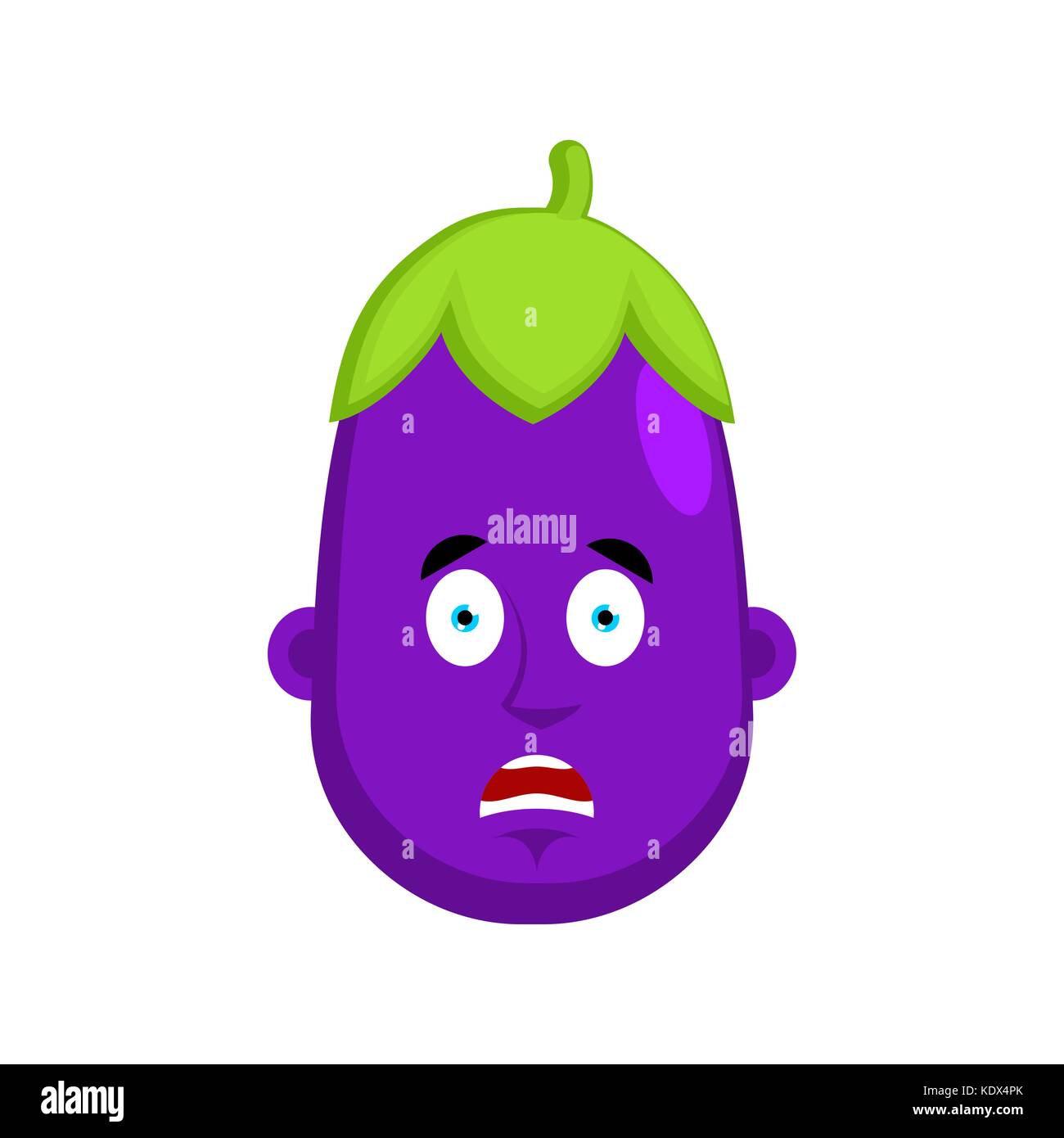 Eggplant afraid emotion avatar. Purple Vegetable fear of Emoji. Vector ...