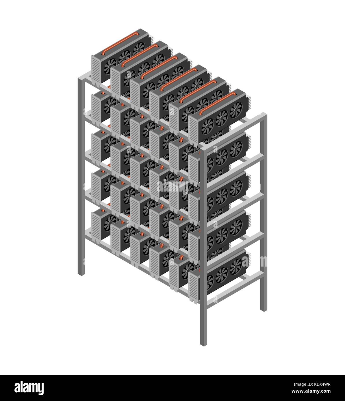 Mining farm isolated. Home Mining rig GPU. Crypto currency at home ...