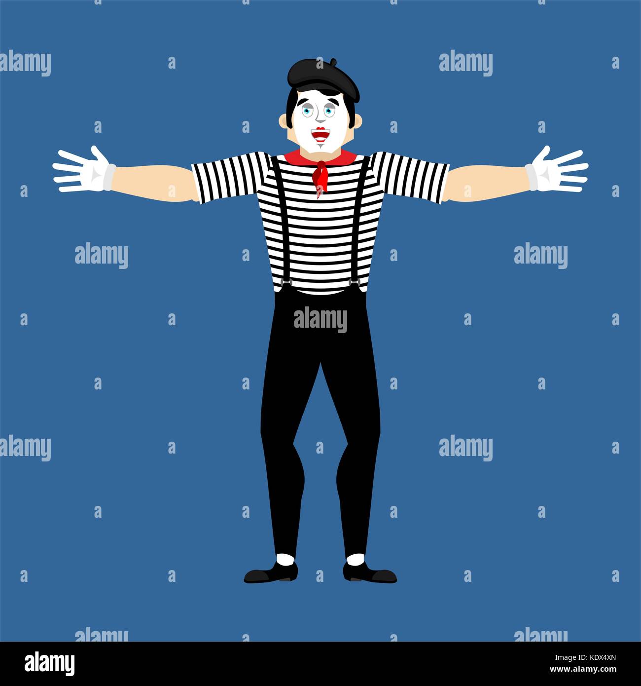Mime happy. pantomime merry. mimic cheerful. Vector illustration Stock ...