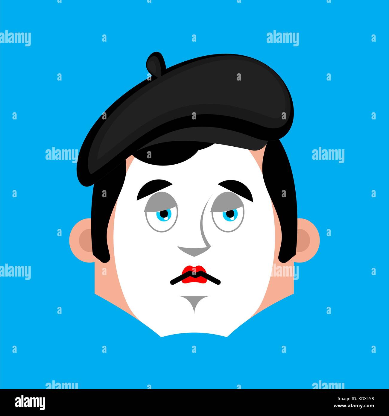 Mime sad emotion avatar. pantomime sorrowful emoji. mimic fsce. Vector ...