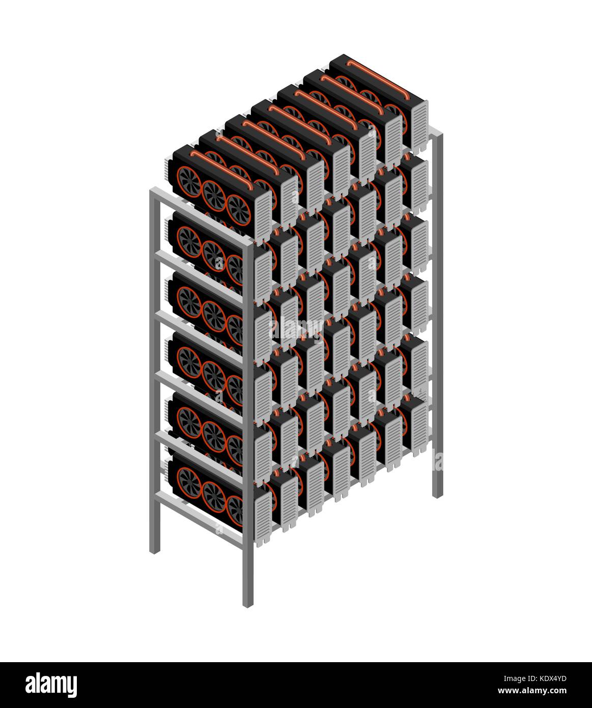 Mining farm isolated. Home Mining rig GPU. Crypto currency at home ...