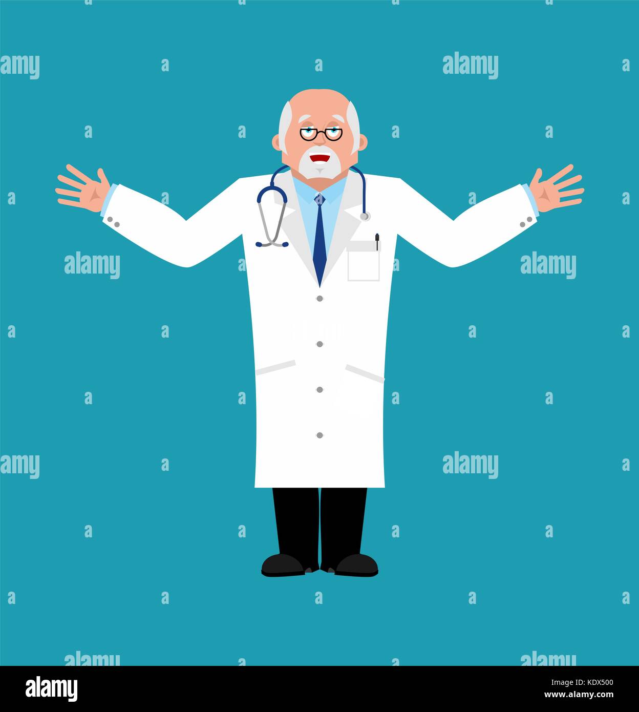 Doctor happy. Physician merry cheerful. Vector illustration Stock ...